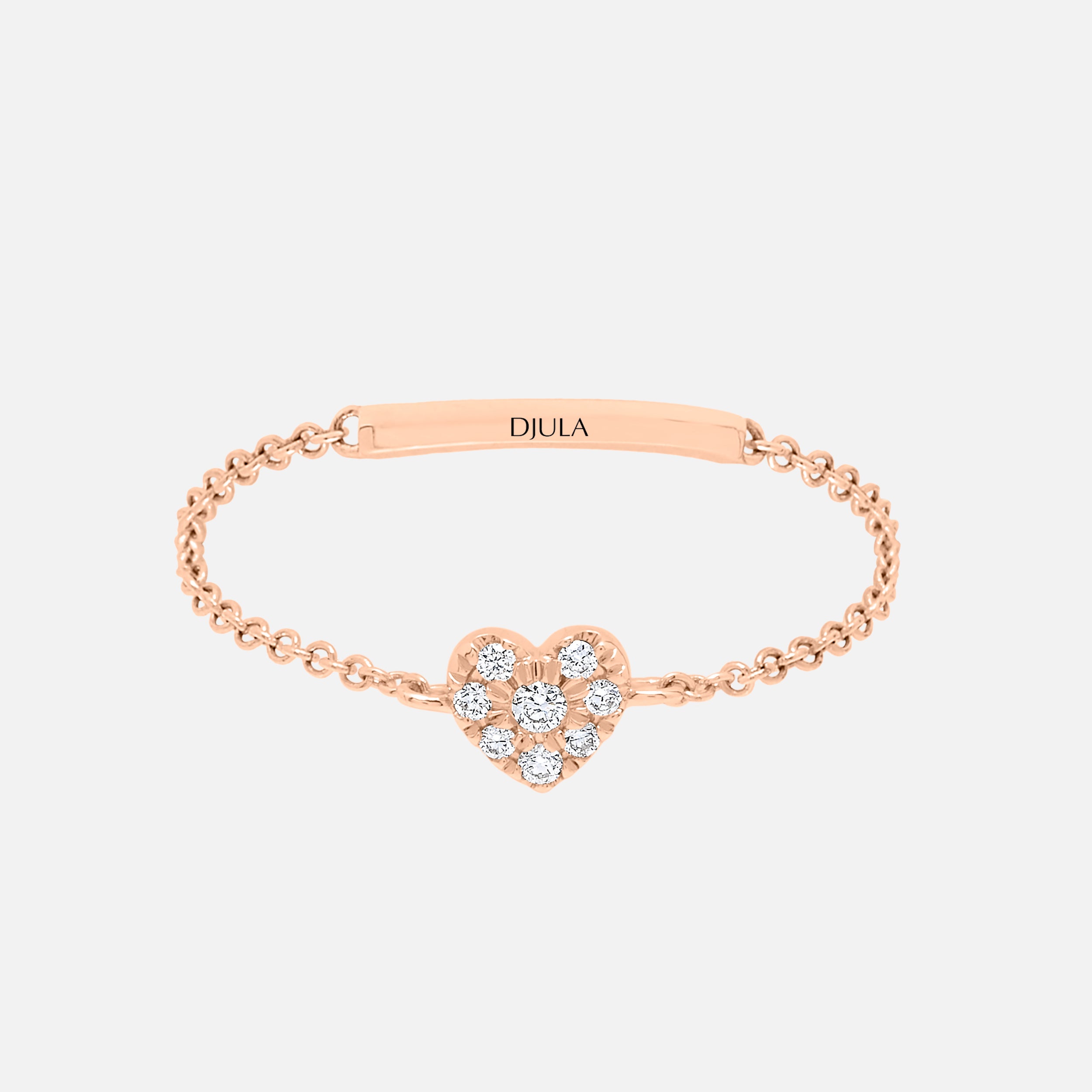 Magic Touch heart chain ring in gold and diamonds – Djula.fr