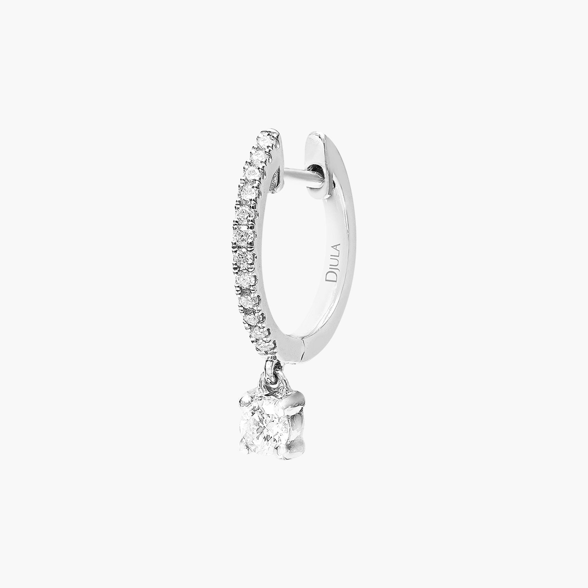 Gold and diamond 1 square hoop single – Djula.fr