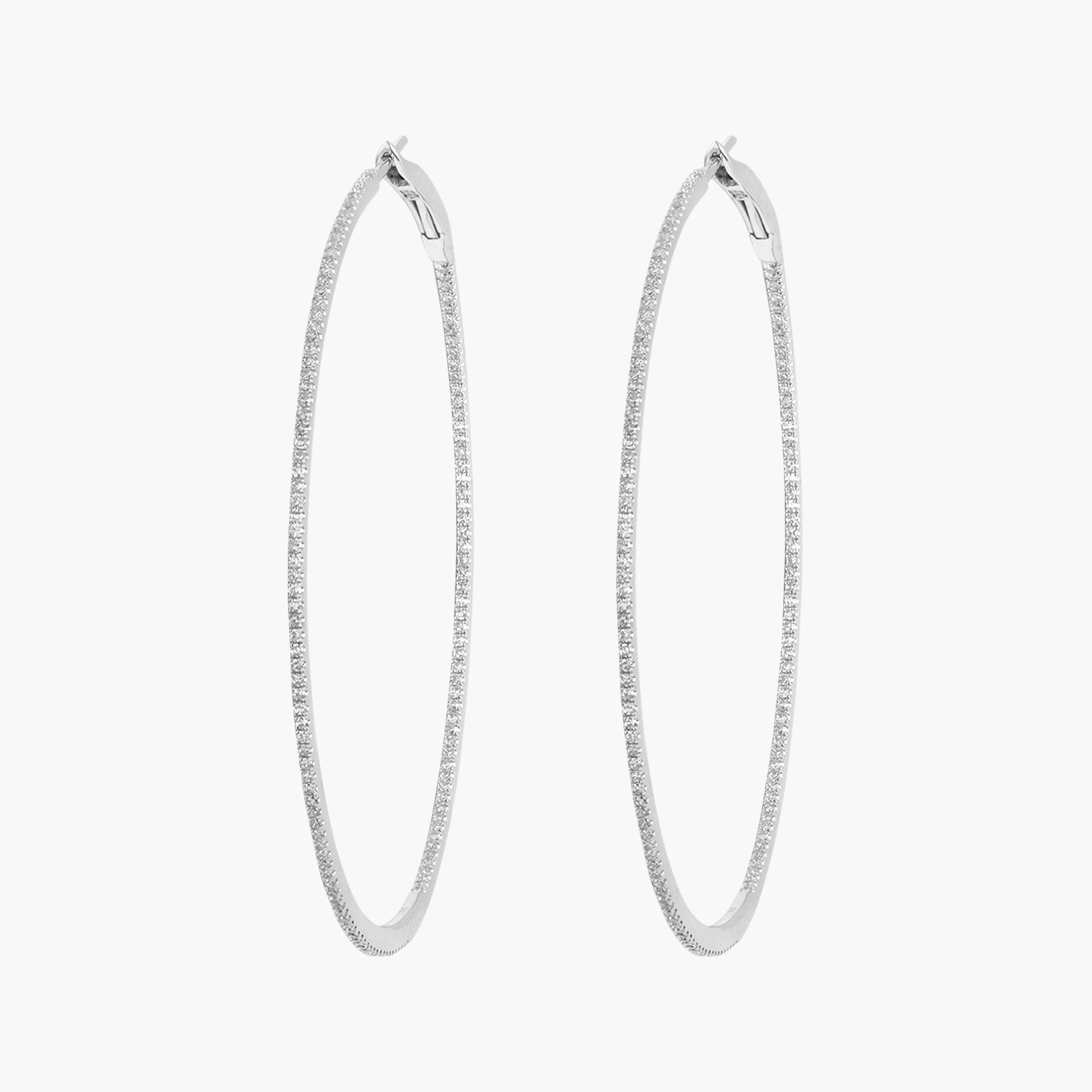 Gold and Diamond Hoop Earrings 6Cm – Djula.fr