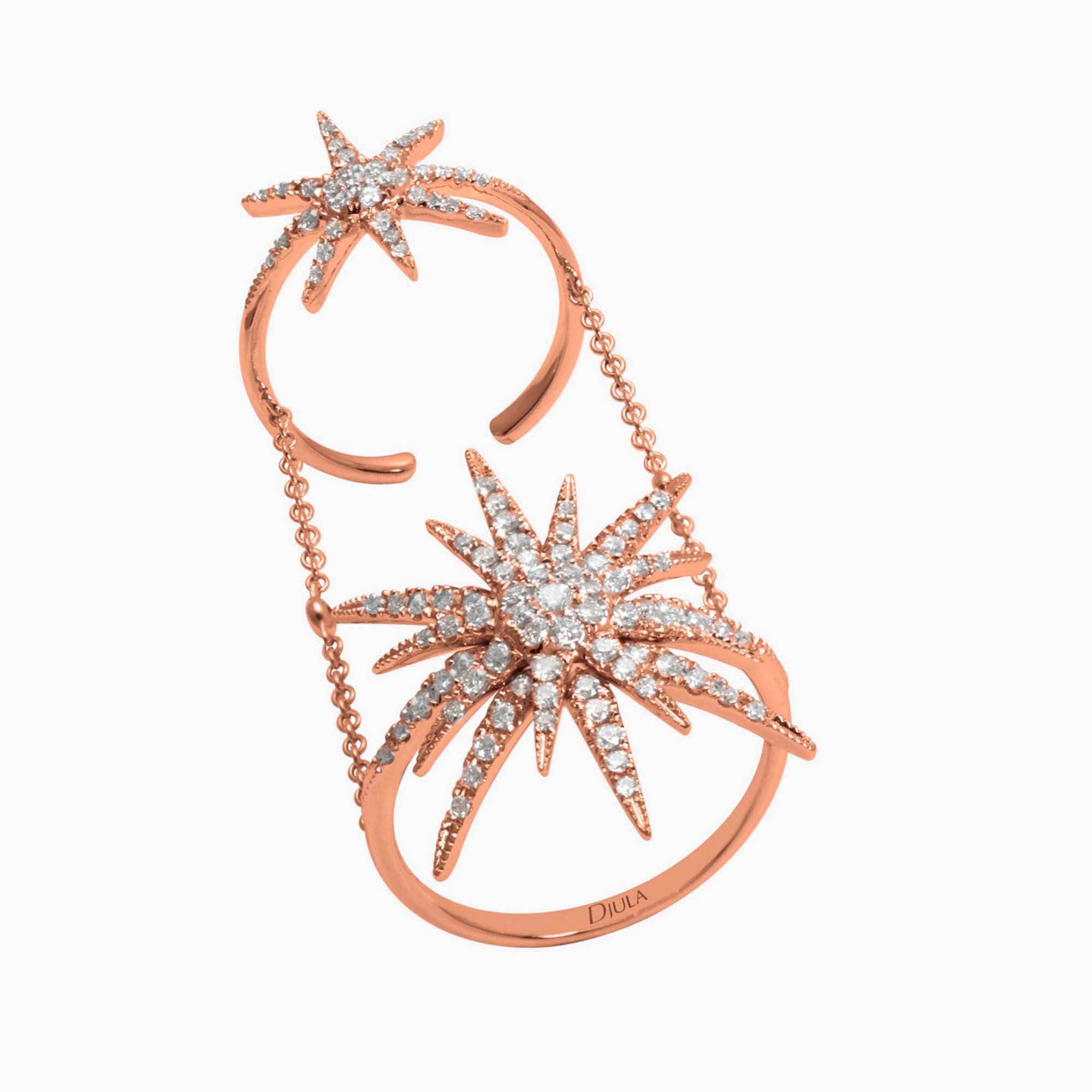 Soleil double ring in gold and diamonds – Djula.fr